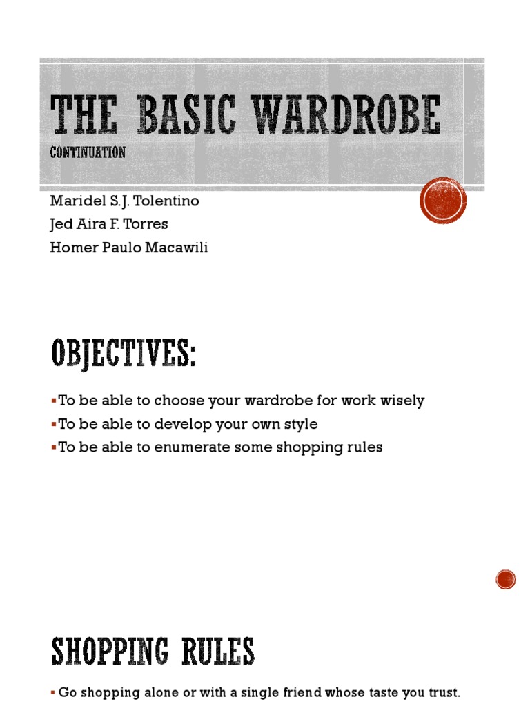 The Basic Wardrobe | PDF | Softlines (Retail) | Dress Codes