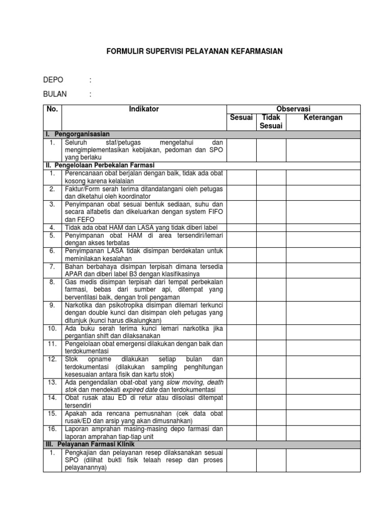 Formulir Supervisi Pelayanan Kefarmasian | PDF | Pengembangan Diri