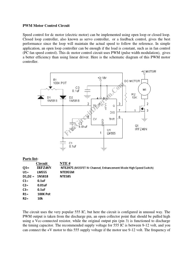 A Simple PWM Motor Control Circuit | PDF