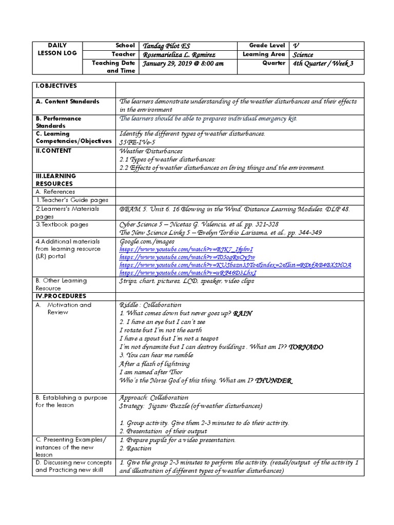 Weather Disturbances Lesson | PDF | Tropical Cyclones | Weather