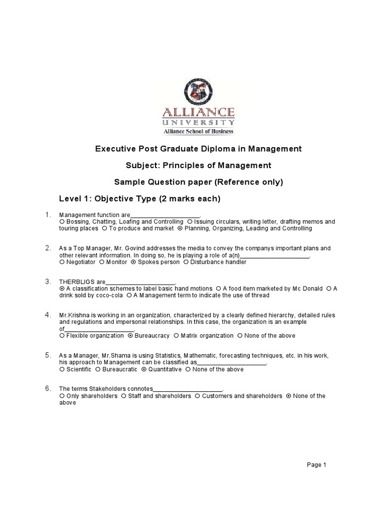 Pom Sample QP | PDF | Leadership | Employment