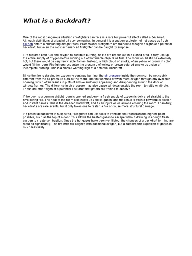 What Is A Backdraft | PDF | Fires | Combustion