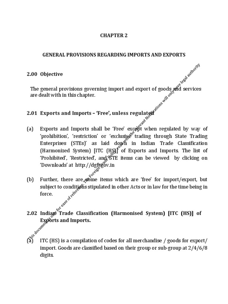 General Provisions Regarding Imports and Exports 2.00 Objective | PDF ...