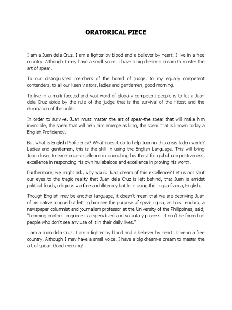 Oratorical Piece | PDF