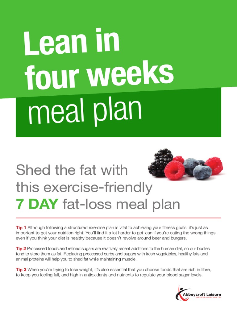 Lean in Four Weeks: Meal Plan | Download Free PDF | Salad | Lunch