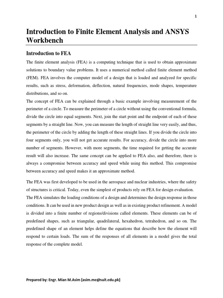 WK 14 - Intro To FEA and ANSYS Workbench | Download Free PDF | Finite ...