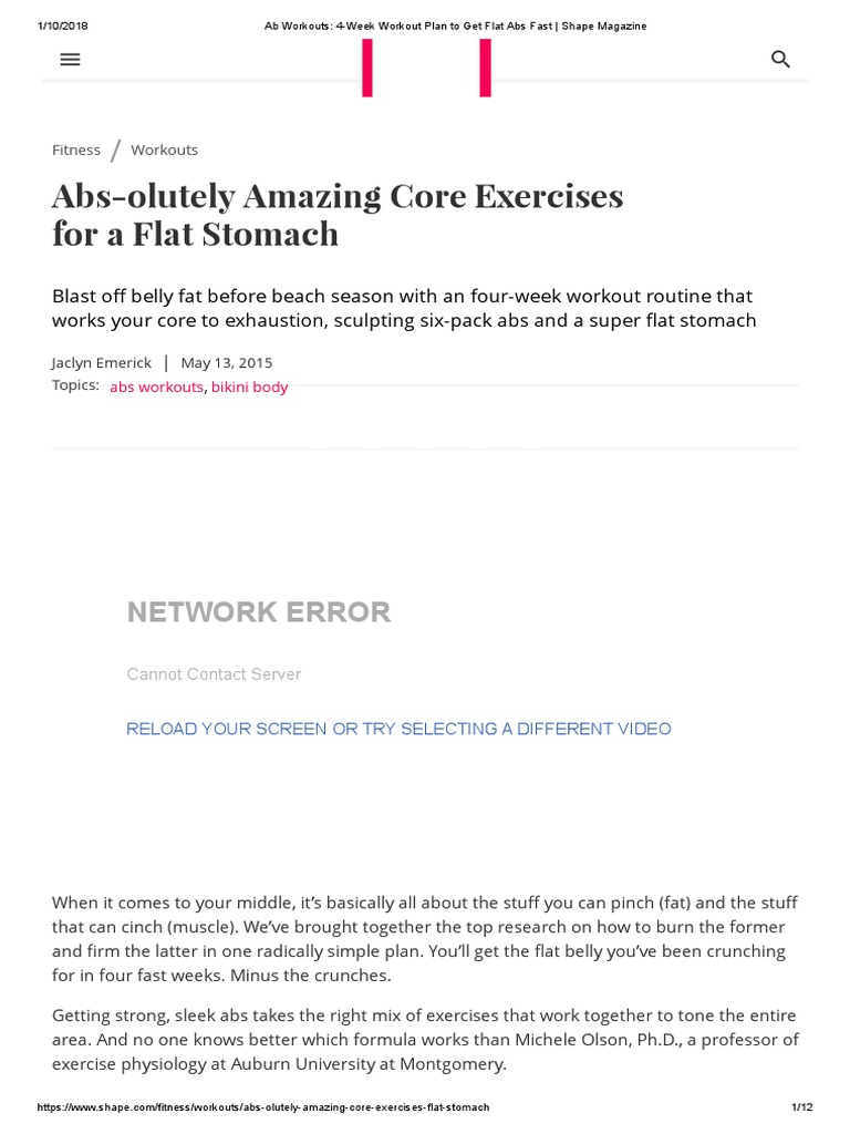 Ab Workouts - 4-Week Workout Plan To Get Flat Abs Fast - Shape Magazine | Download Free PDF ...