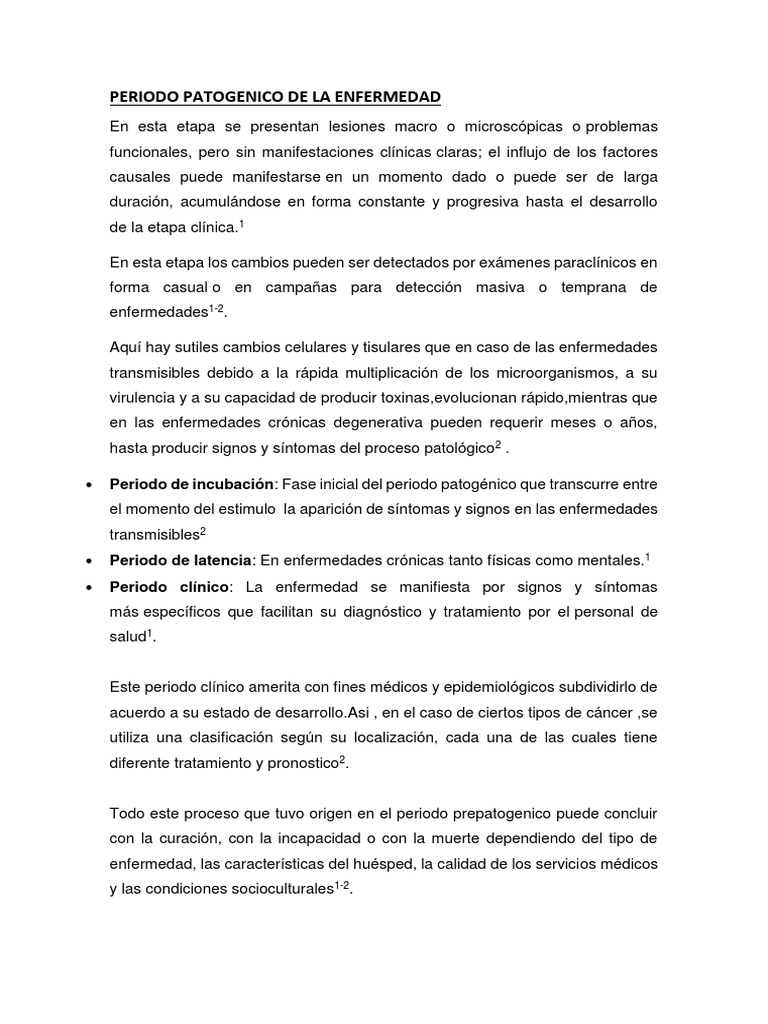 Fases del Período Patogénico | PDF | Condicion cronica | Rtt
