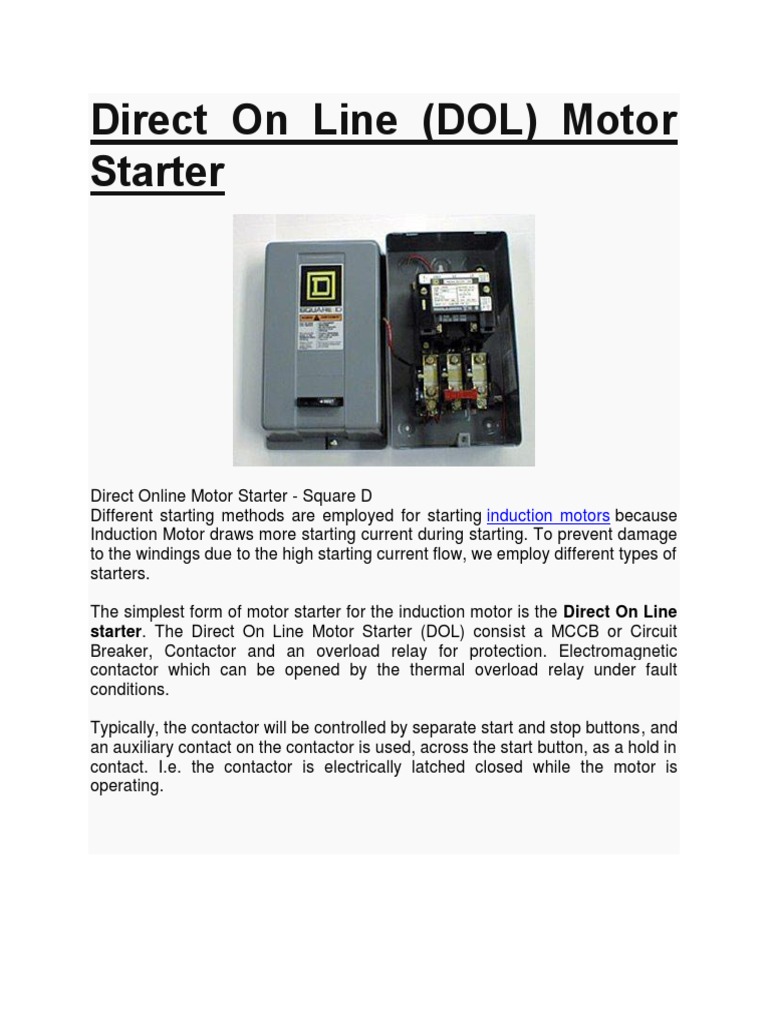 Direct On Line Motor Starter Guide | PDF | Electric Motor | Relay