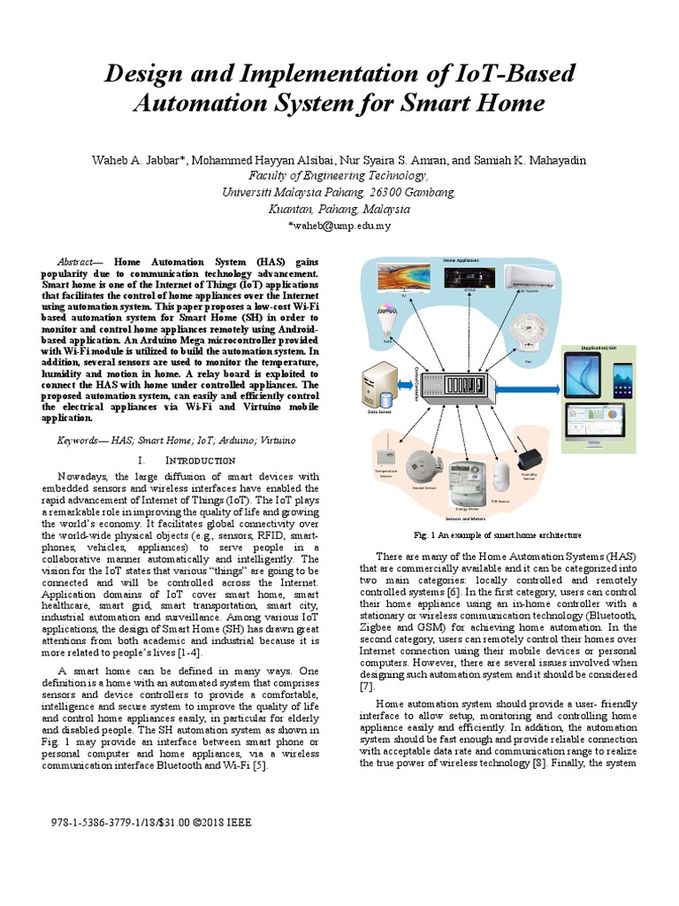Design And Implementation Of Iot Based Automation System For Smart Home