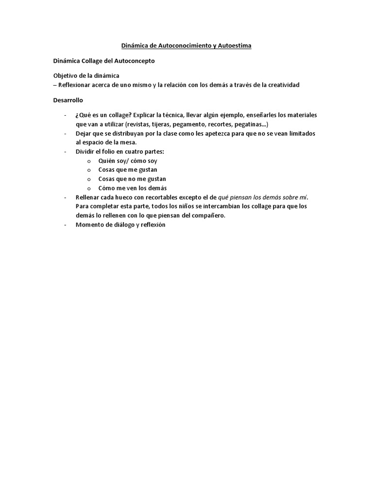 Collage de Autoconocimiento Infantil | PDF
