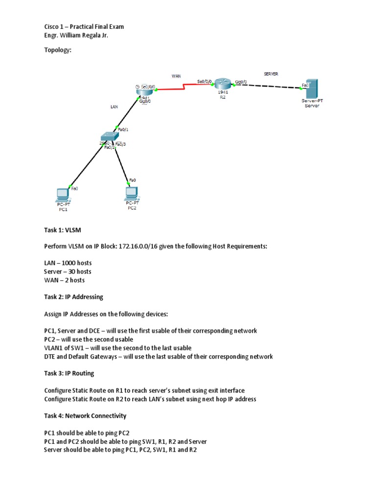 Cisco 1 Practical Final Exam-1 | PDF