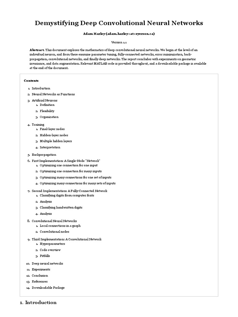Demystifying Deep Convolutional Neural Networks - Adam Harley (2014) CNN PDF | PDF | Artificial ...