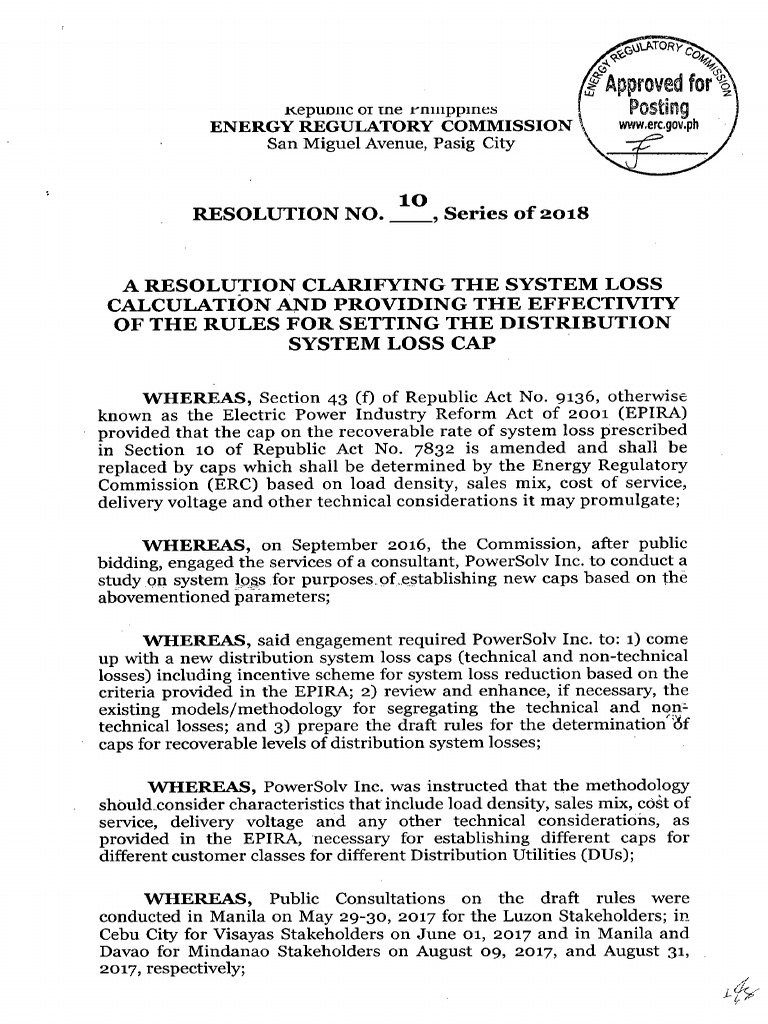 ERC Resolution No. 10, Series of 2018 PDF | PDF