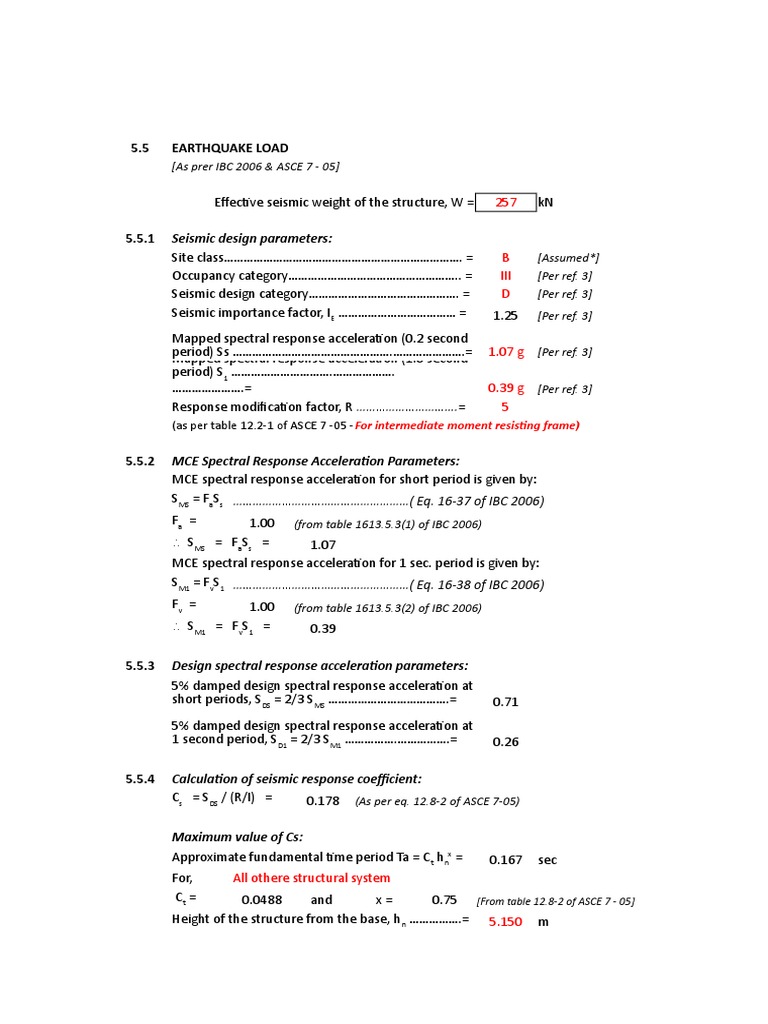 5.5 Load Calculation - Earthquake Load | Structural Load | Solid Mechanics