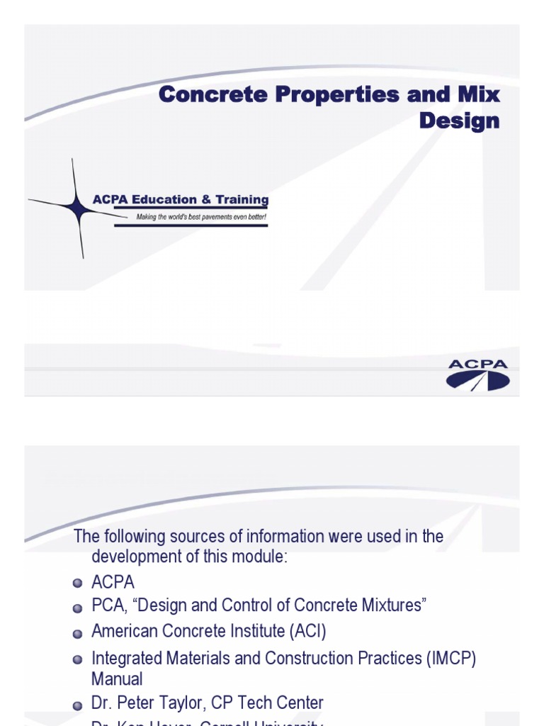 Acpa Mix Design Presentation | PDF | Construction Aggregate | Concrete