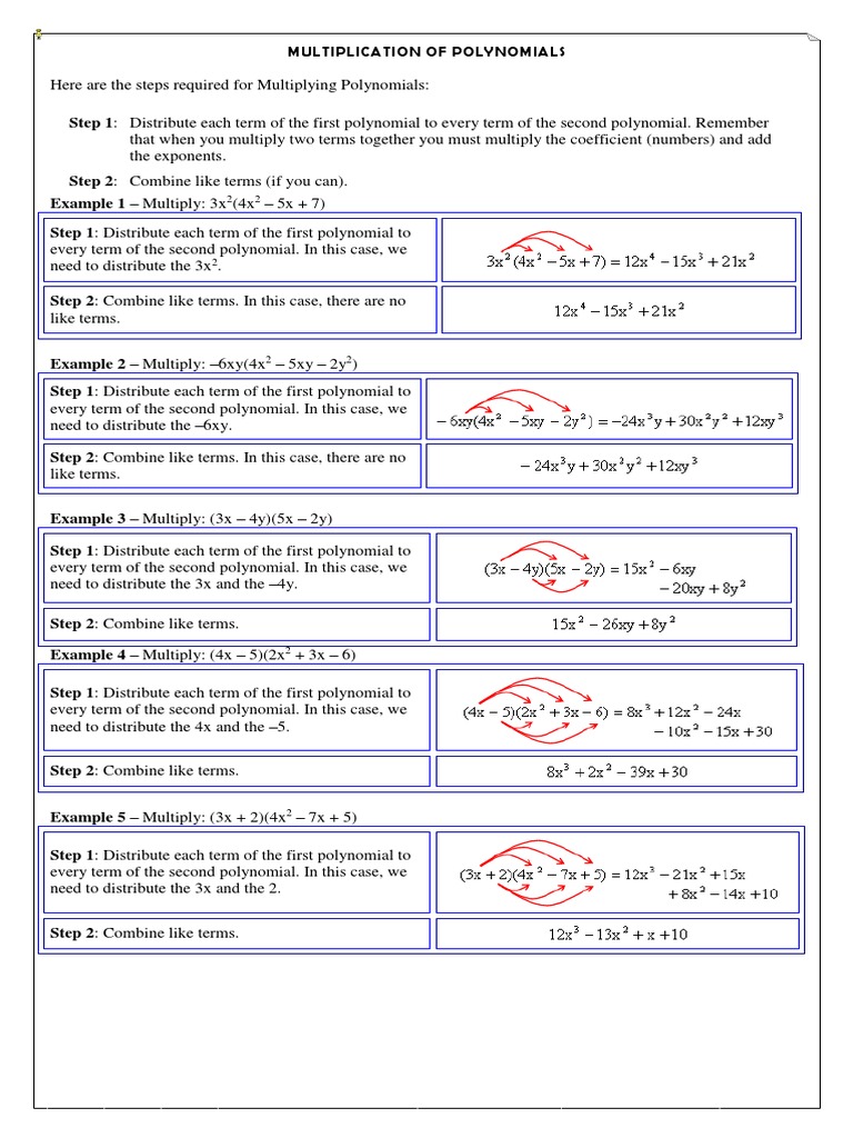 Multiplication of Polynomials | PDF