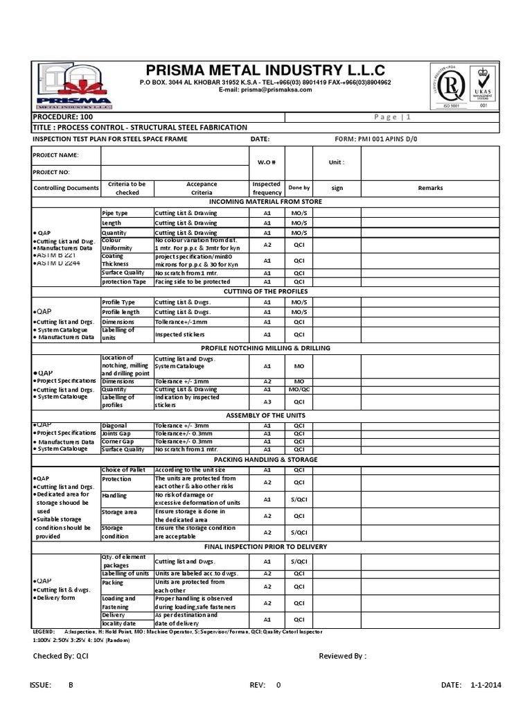 ITP - Fabrication Space Frame | PDF | Engineering Tolerance | Business ...