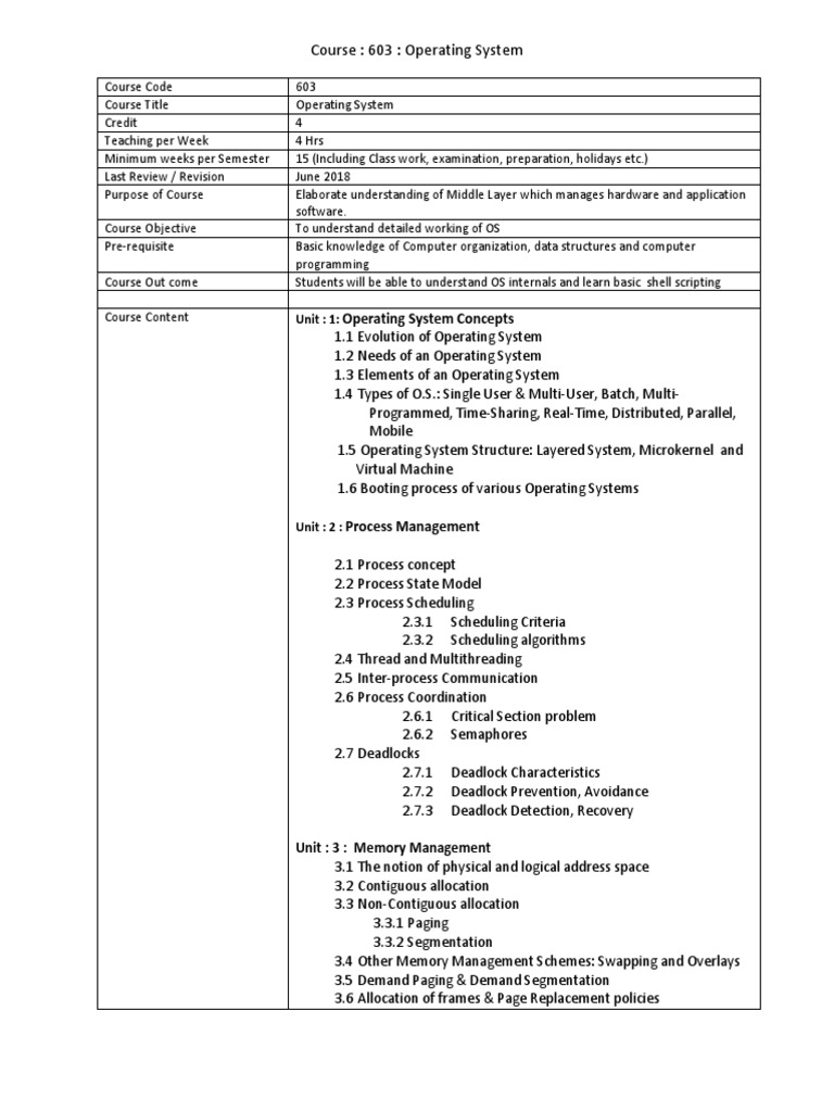 603 Operating System | PDF | Process (Computing) | Operating System