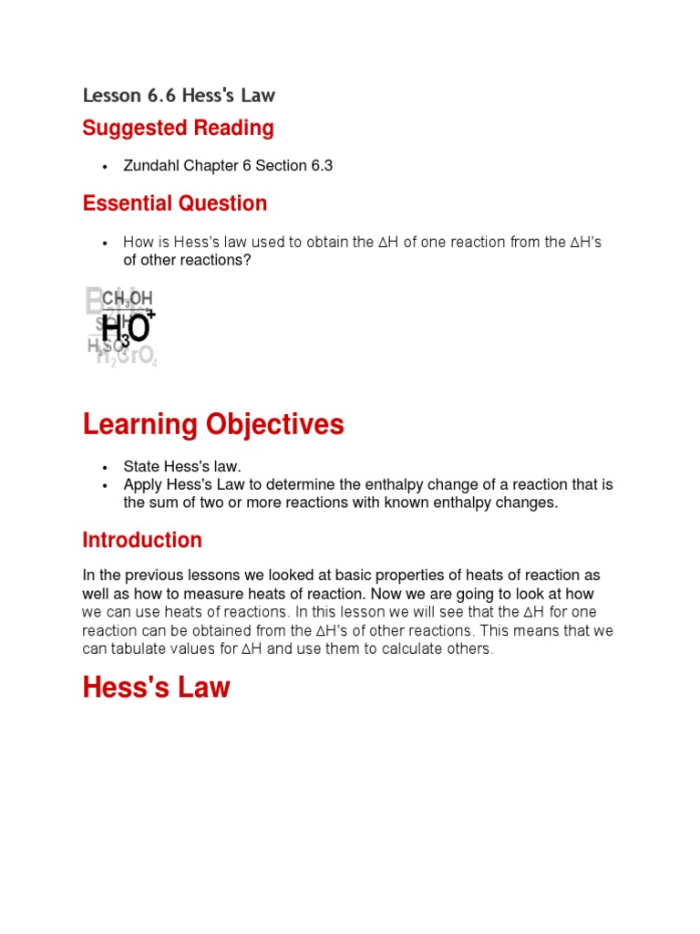 Lesson 6.6 Hess Law | PDF | Carbon | Materials