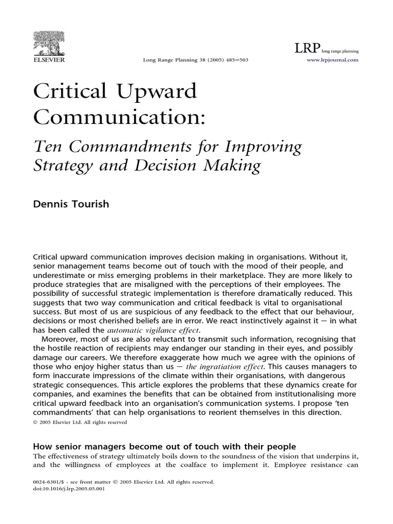Ten Commandments for Upward Communication | PDF | Strategic Management ...