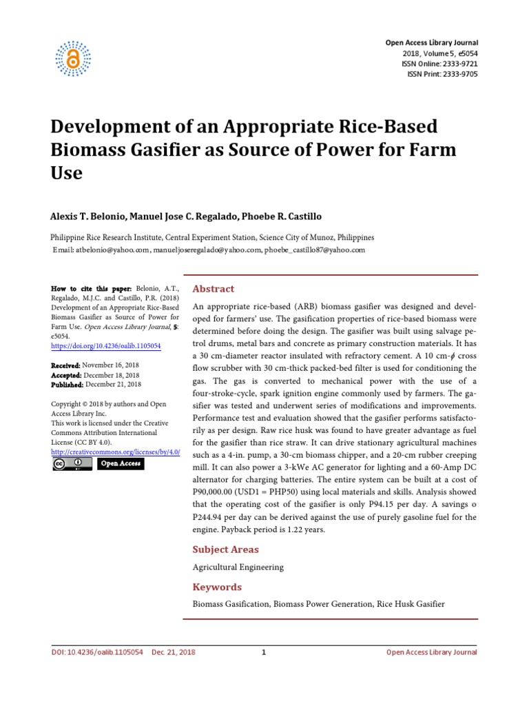 Belonio 2 | PDF | Gasification | Internal Combustion Engine