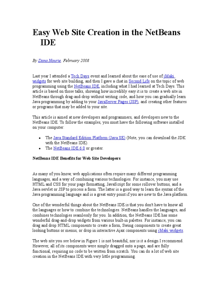 EASY WEB CREATION Netbeans | PDF | Net Beans | Applications & Software