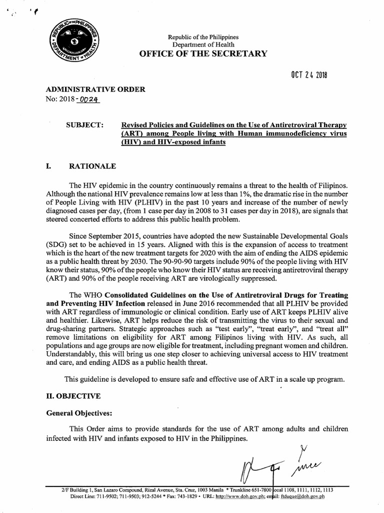 DOH-AO No. 2018-0024 Revised Policies and Guidelines of ART | PDF ...