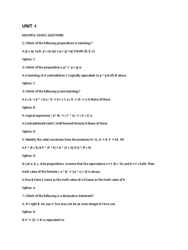 MCQ-LOGIC-SETS-RELATIONS-LATTICES | PDF | Group (Mathematics) | Set (Mathematics)