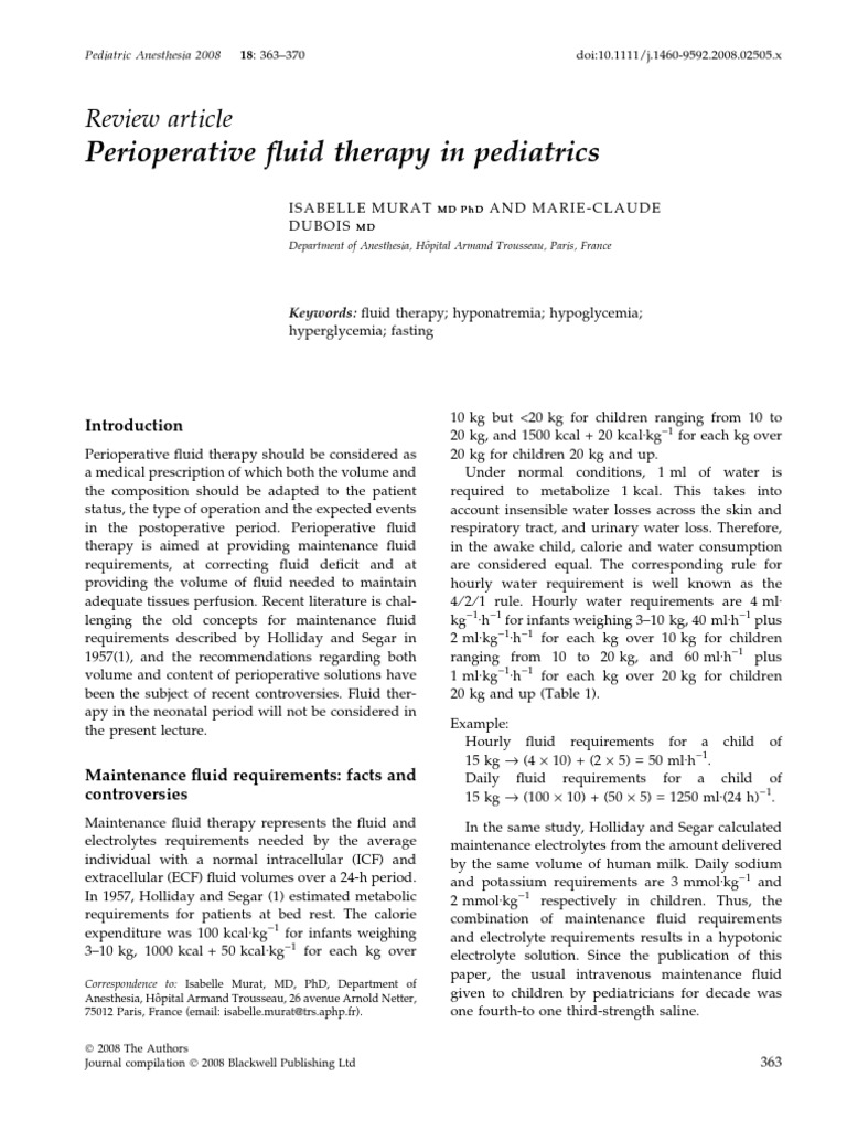 Pediatric Fluids | PDF | Dehydration | Saline (Medicine)