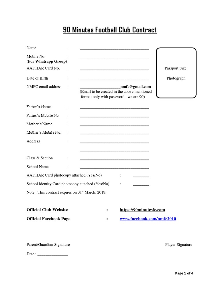 90 Minutes Football Club Contract 2018 | PDF | The Guardian | Social ...