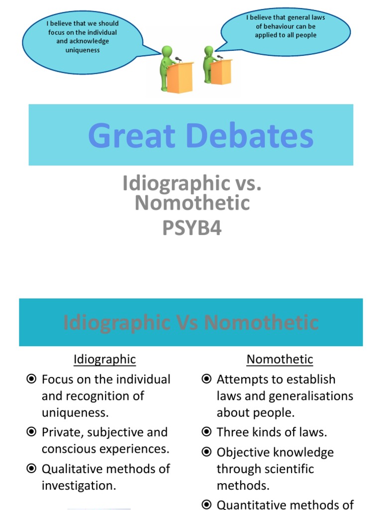 Great Debates: Idiographic vs. Nomothetic Psyb4 | PDF | Scientific ...