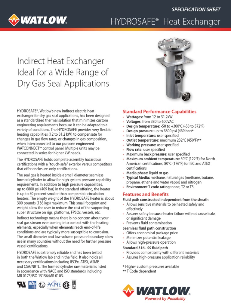 Watlow Product Sheet | PDF | Hvac | Heat Exchanger