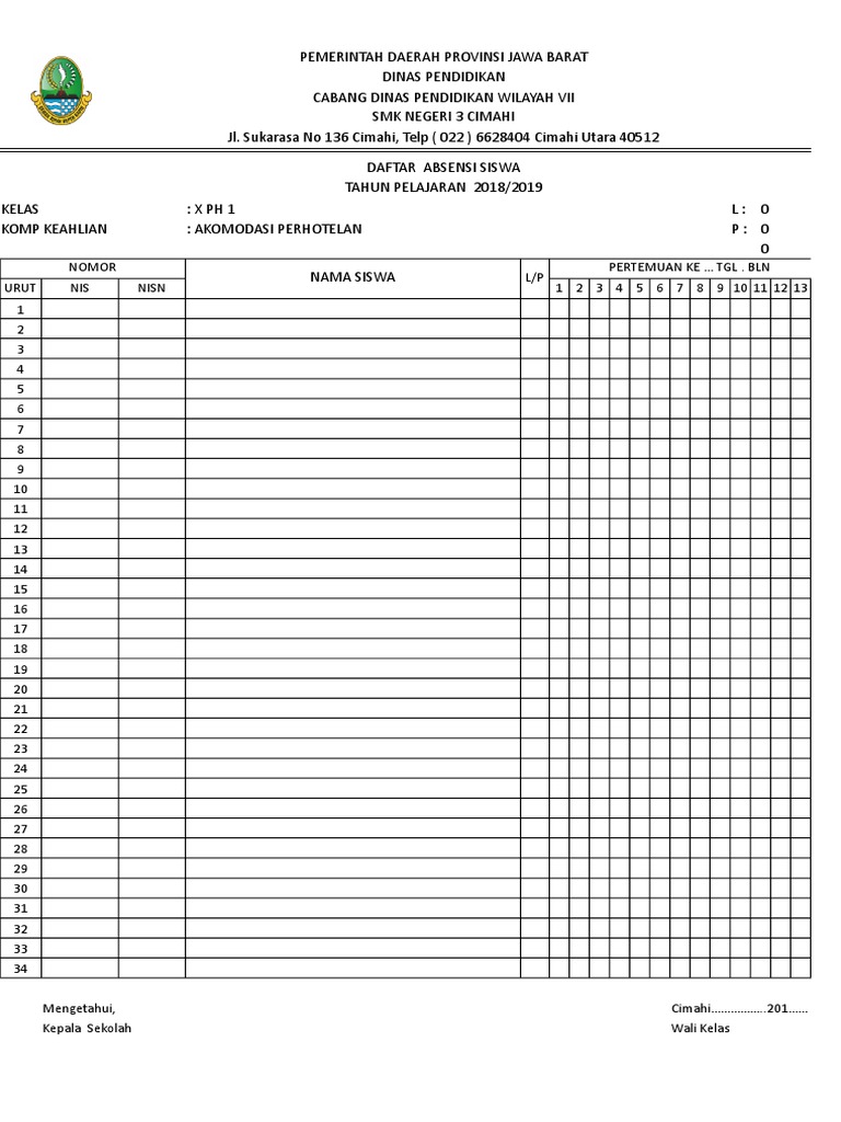 ABSEN TP 2018-2019 | PDF
