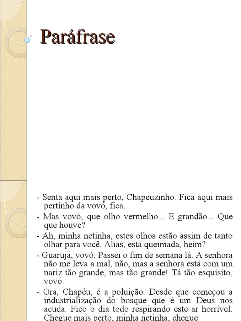 Guia Prático de Paráfrase e Exemplos | PDF | Artes Linguísticas e ...