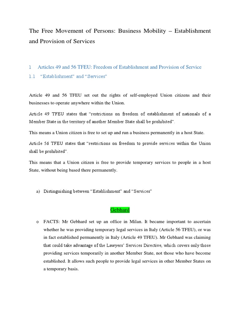 Free Movement of Persons in EU Law | PDF | European Union Law | Freedom ...