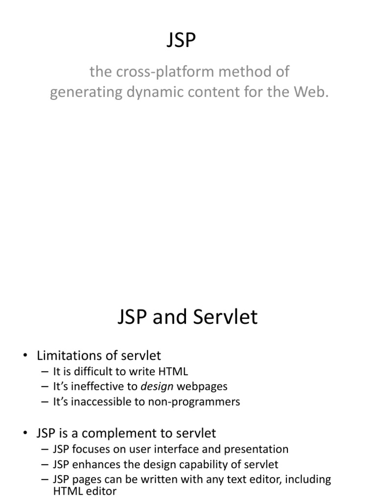 JSP vs Servlet: Dynamic Web Content | PDF | Computers
