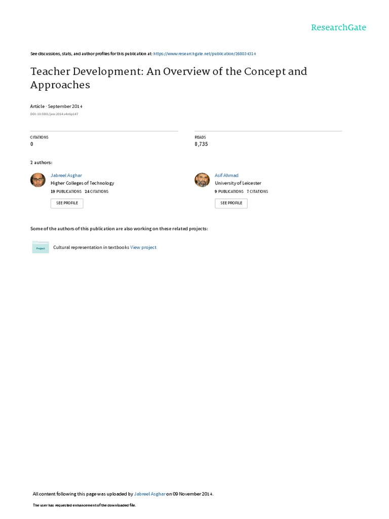 Teacher Development: An Overview of The Concept and Approaches | PDF ...