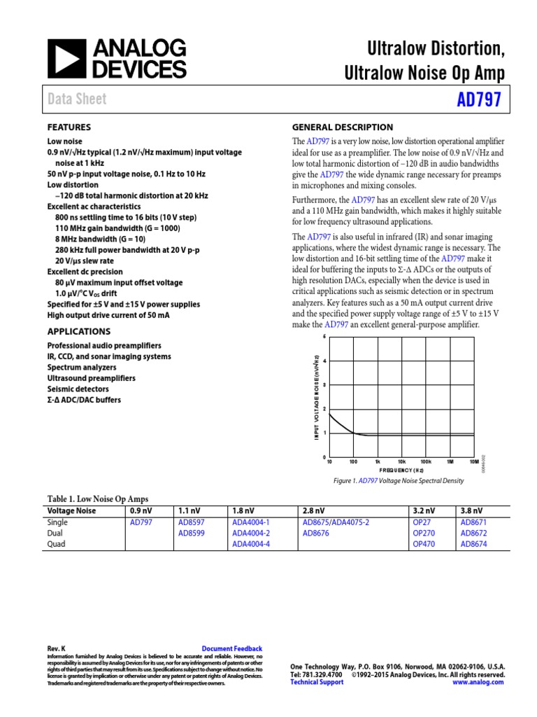 Ad797 PDF | PDF | Amplifier | Operational Amplifier