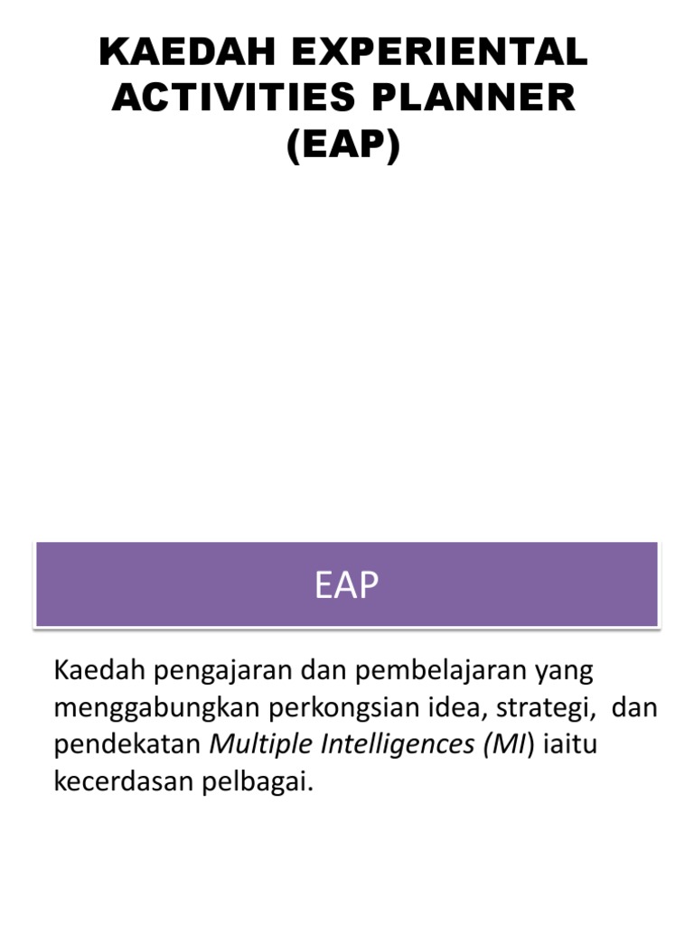 Kaedah Experiental Activities Planner (EAP) | PDF