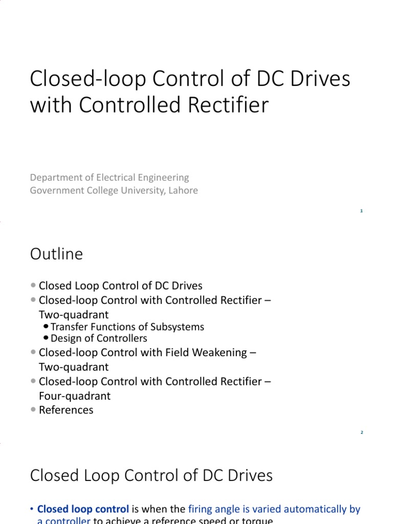 Lecture 9 Controlled Rectifier DC Drives-Closed Loop PDF | PDF | Control Theory | Electric Motor