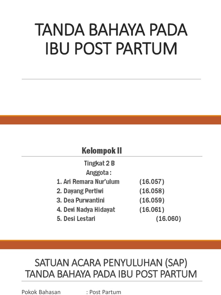 Tanda Bahaya Pada Ibu Post Partum | PDF | Pengembangan Diri | Kesehatan ...