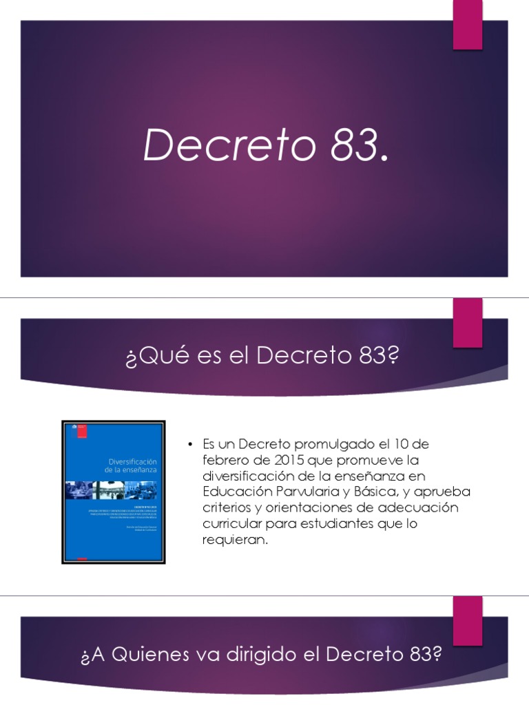 Decreto 83 | PDF | Educación de la primera infancia | Evaluación