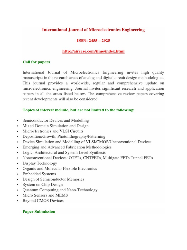 International Journal of Microelectronics Engineering | PDF | Cmos ...