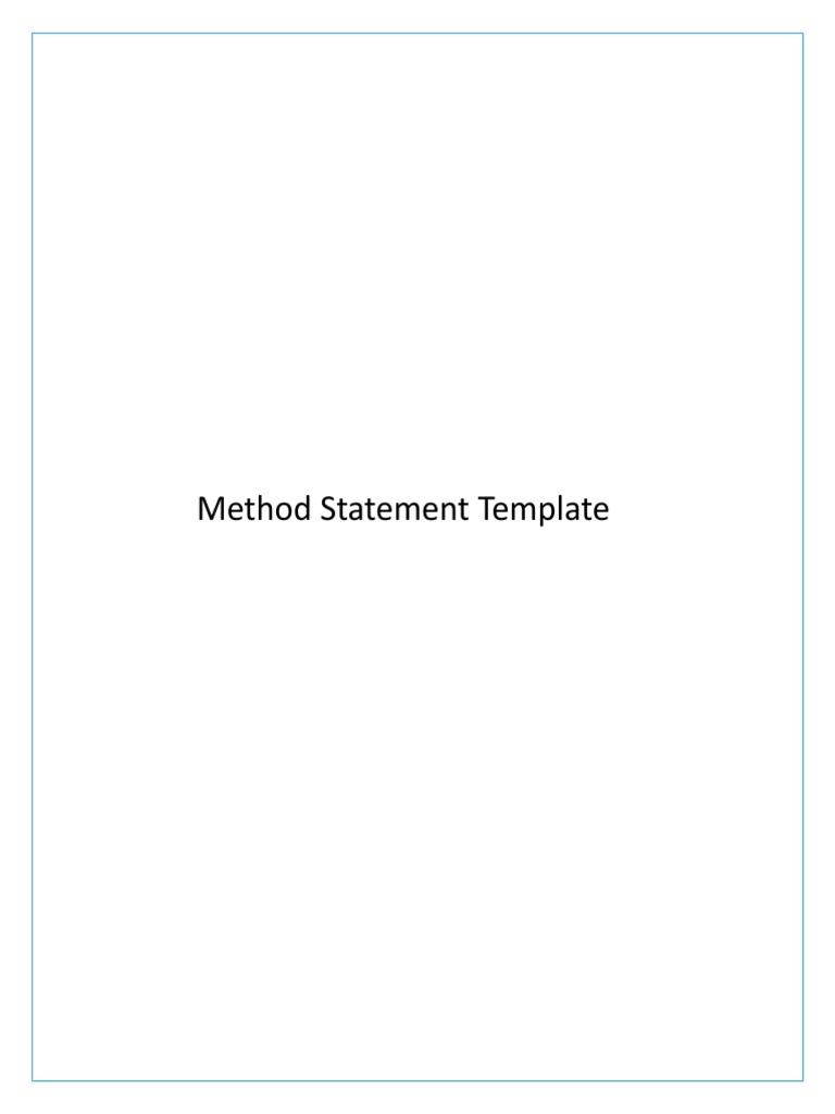 Method Statement Template - Rev01 | PDF | Relay | Electrical Substation