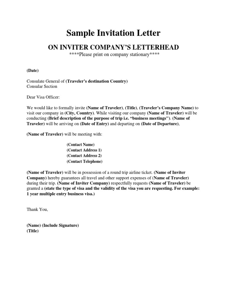 India Business Invitation Letter With Example | PDF