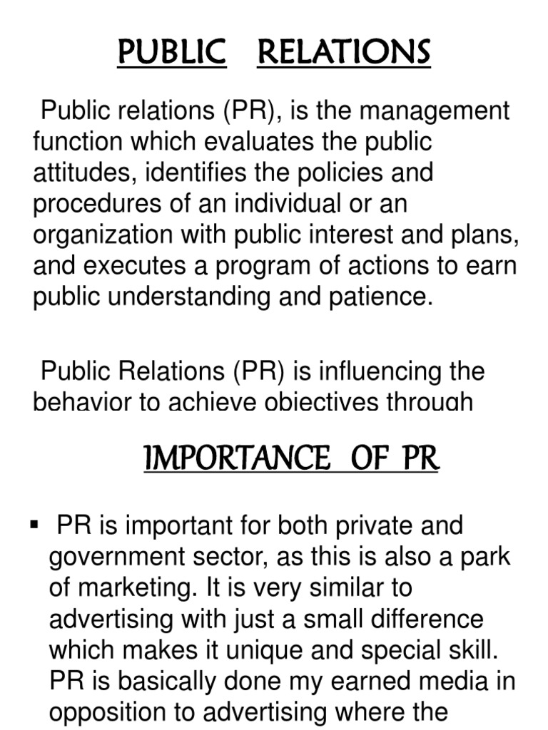 Public Relations | PDF | Public Relations | Marketing