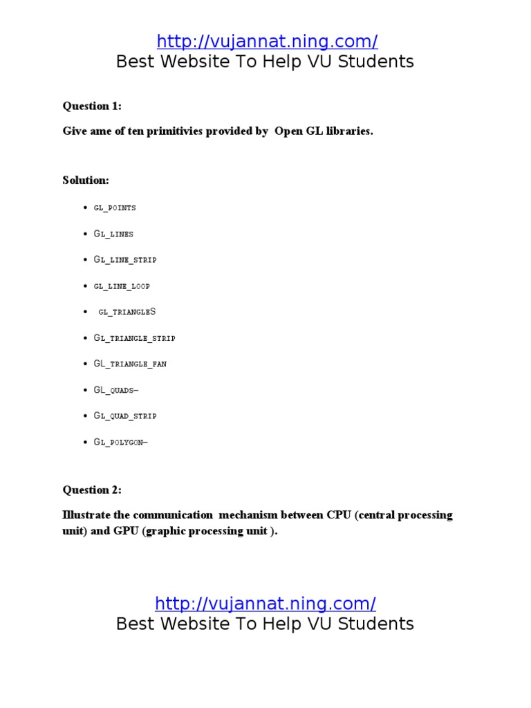 Cs602 Assignment Solution | PDF | Graphics Processing Unit | Rendering (Computer Graphics)