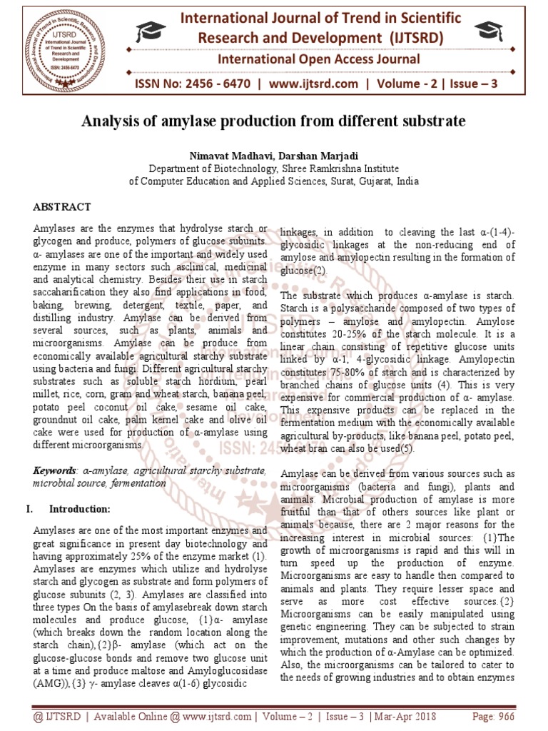 161 Analysis of Amylase Production From Different Substrate PDF | PDF ...