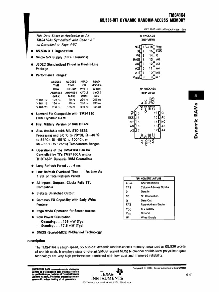 TMS4164 | PDF